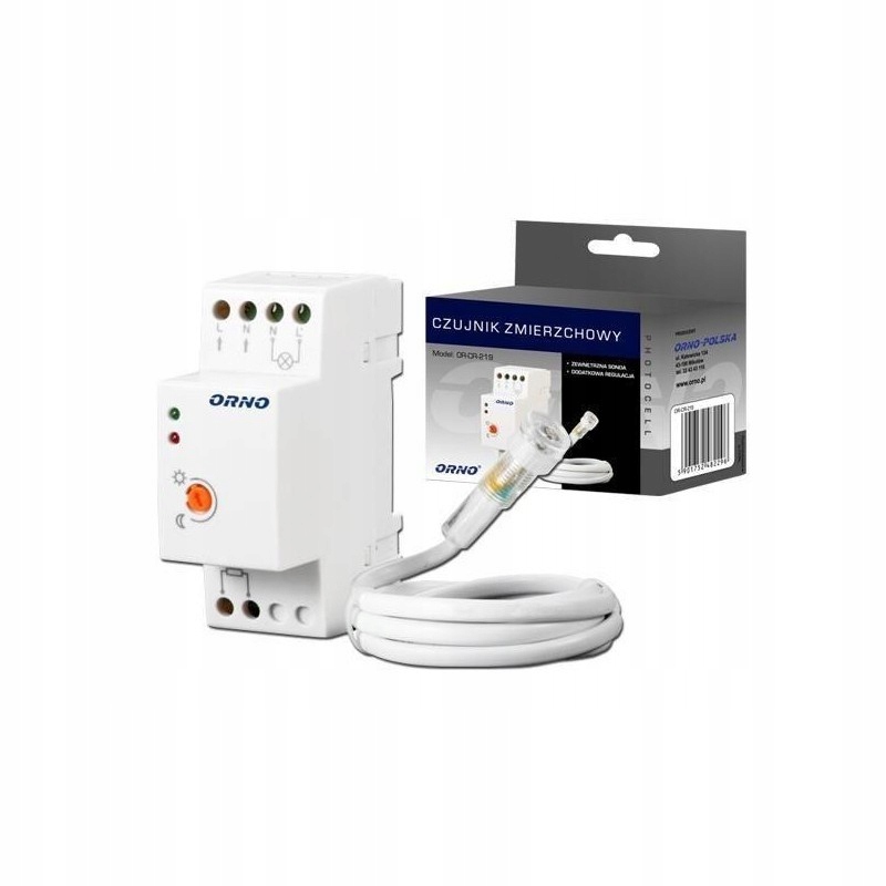 Automat-czujnik zmierzchowy z sondą zewn. na szynę DIN ORNO / OR-CR-219 ...