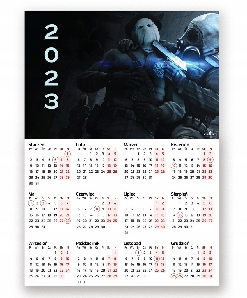 KALENDARZ PLAKATOWY A2 CSGO 14 2023 - 12802890215 - oficjalne archiwum Allegro