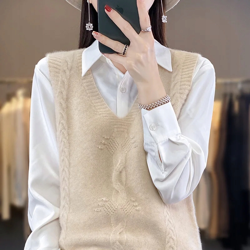 New Arrival Outerwear Women sweater vest V-Neck Pullover Merino Wool ...