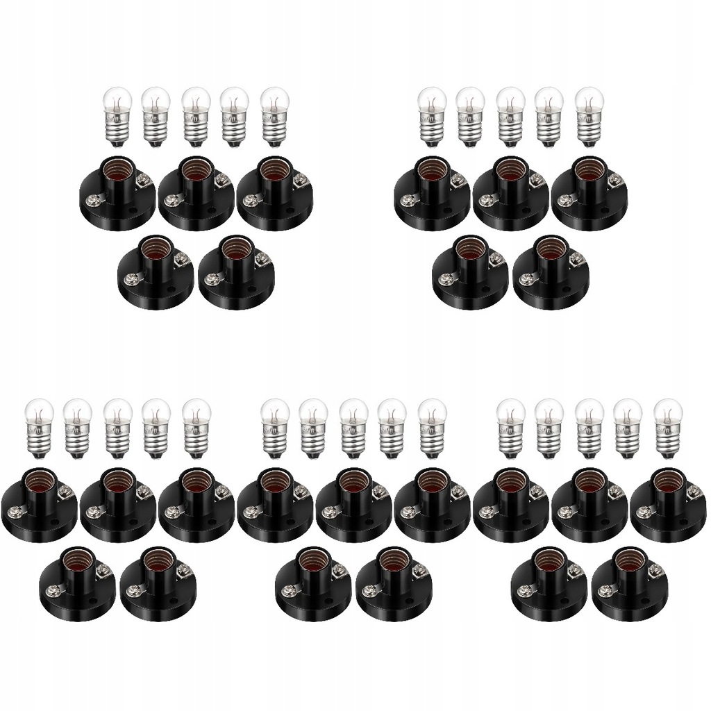 Screw Lamp Holder E10 Mini Bulb Socket LED Black - 14457376595 ...