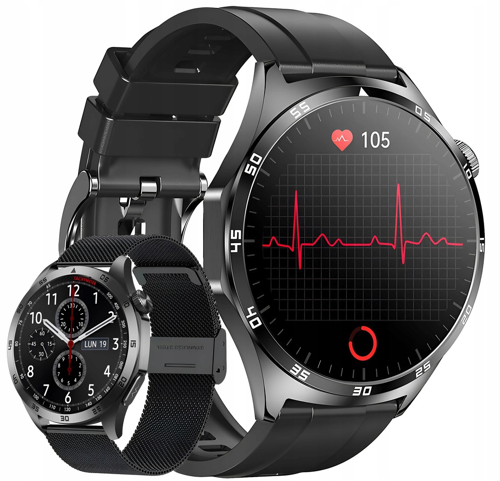 ZEGAREK MĘSKI SMARTWATCH EKG GLUKOZA CIŚNIENIOMIERZ TRÓJGLICERYDY ...