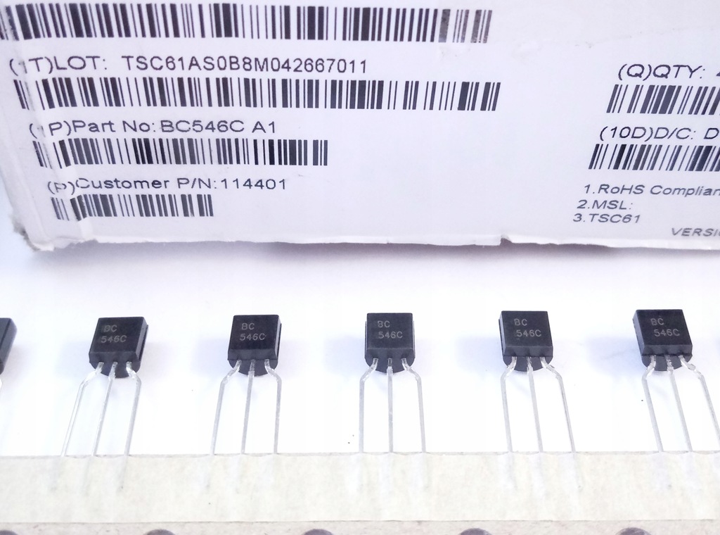[50szt] BC546C Tranzystor NPN 0.65W 100mA 65V - 7968932963 - oficjalne ...