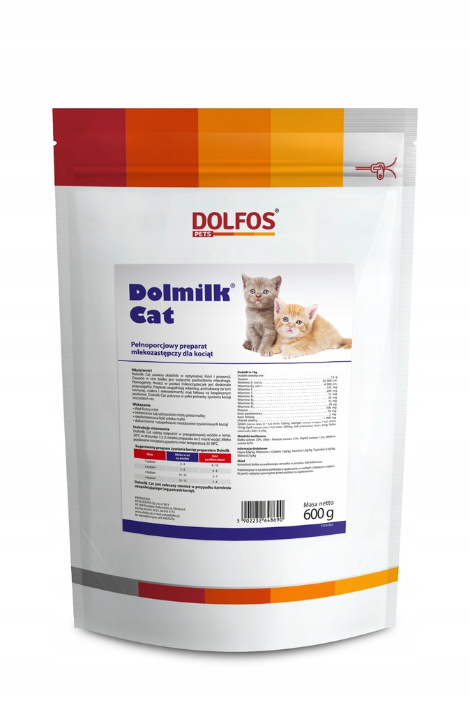 DOLFOS DOLMILK CAT 600g mleko zastępcze - 9249898424 - oficjalne archiwum Allegro