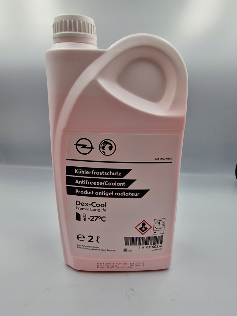 Oryginalny czerwony płyn chłodzący, płyn do chłodnic Opel 2L -27C ...