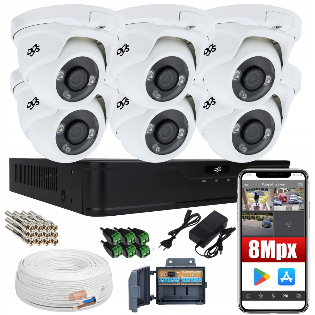 Monitoring DVS CCTV 6kamer 8Mpx 4K aplikacja P2P - 11973063240 ...