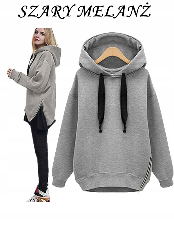 BLUZA DRESOWA OVERSIZE ZAMEK KAPTUR KOLOR U025 M - 7700172750 - oficjalne archiwum Allegro