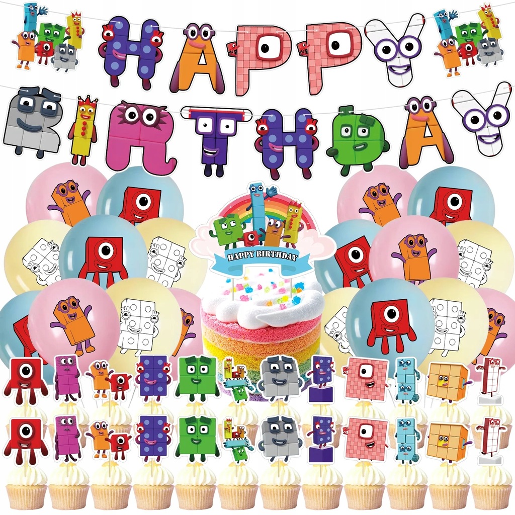 Numberblocks theme Balloon Party Zestaw dekoracji - 16505962626 ...