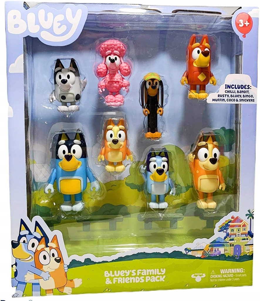 BLUEY ZESTAW RODZINA 8 FIGURKEK BLUE DINGO - 12677335626 - oficjalne ...