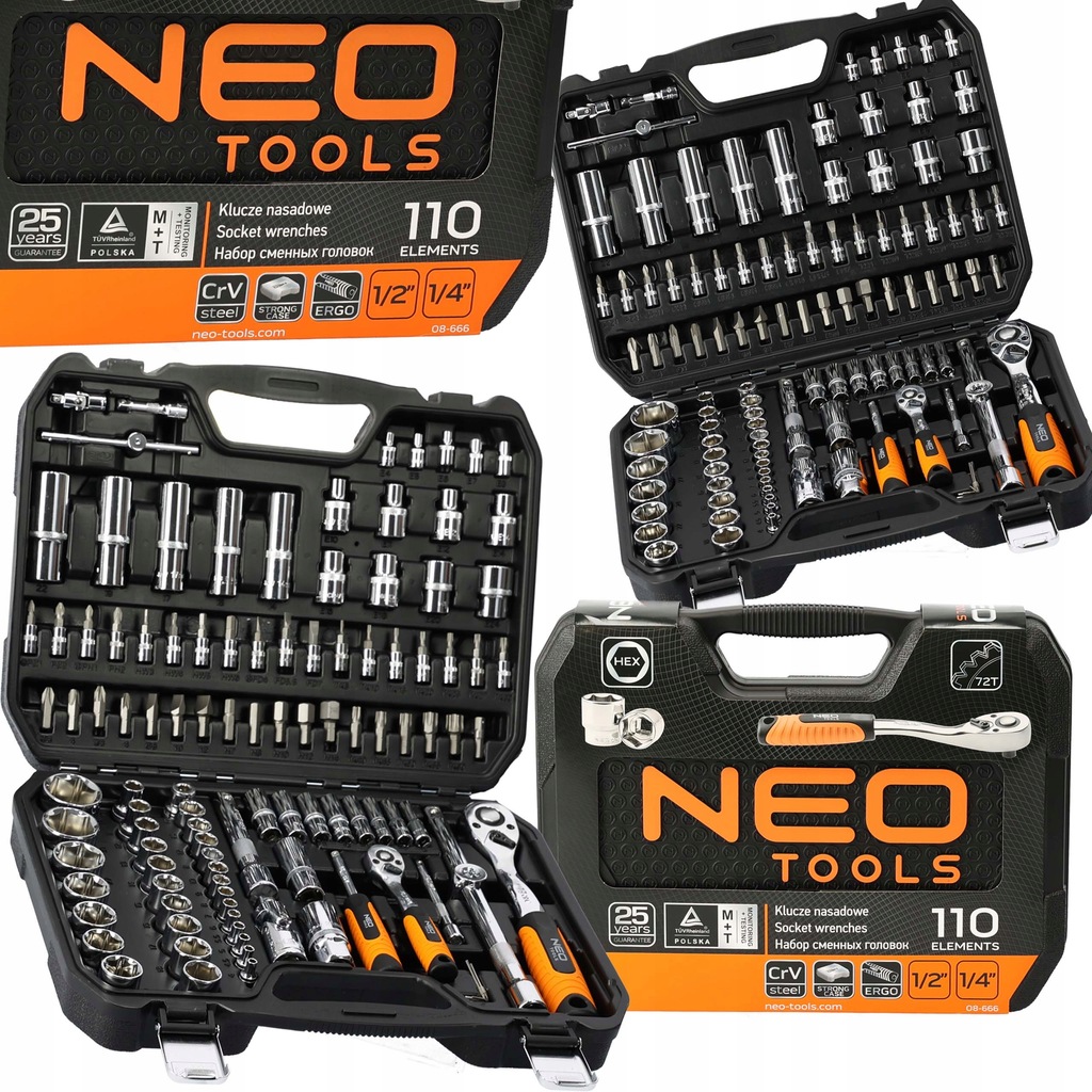 Zestaw kluczy nasadowych NEO 1/2 1/4 110 el - 12664305204 - oficjalne archiwum Allegro
