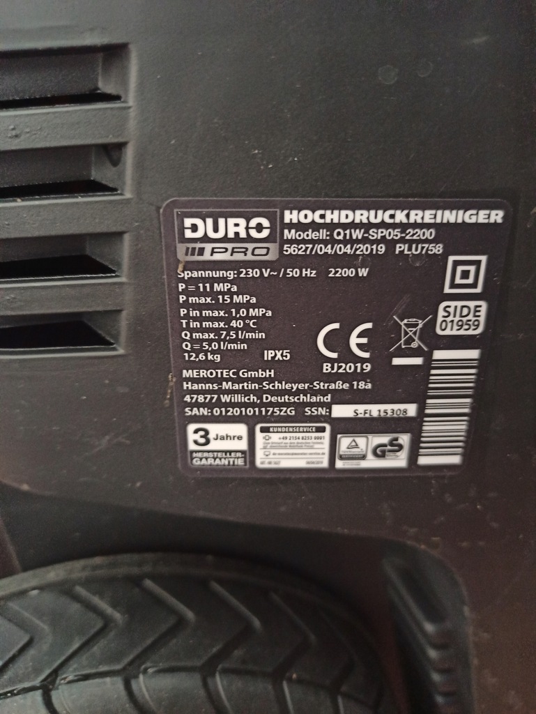 Duro Pro myjka cisnieniowa Q1W-SP05-2200 150Bar - 9103236618 - oficjalne archiwum Allegro