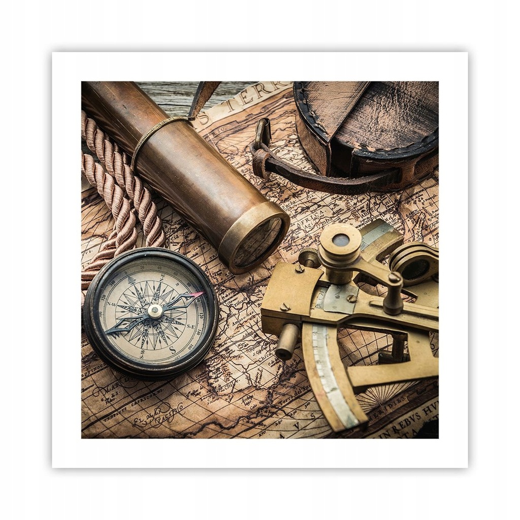 Plakat 50x50 stara mapa kompas - 12410279341 - oficjalne archiwum Allegro
