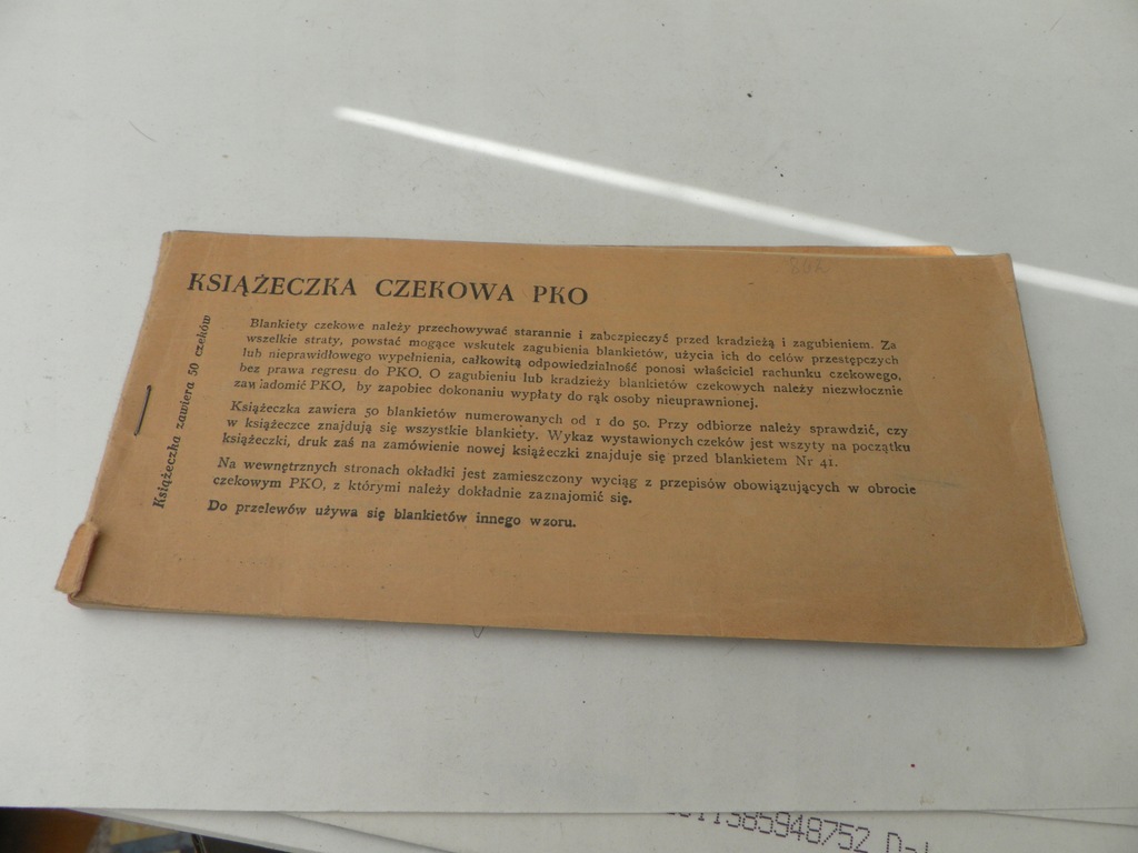 PKO PRL KSIĄŻECZKA CZEKOWA 1951 R - 12514220196 - oficjalne archiwum ...