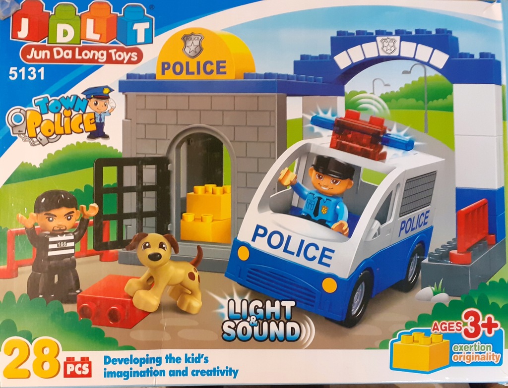 Klocki policja posterunek JDLT jak lego duplo - 12833038024 - oficjalne archiwum Allegro