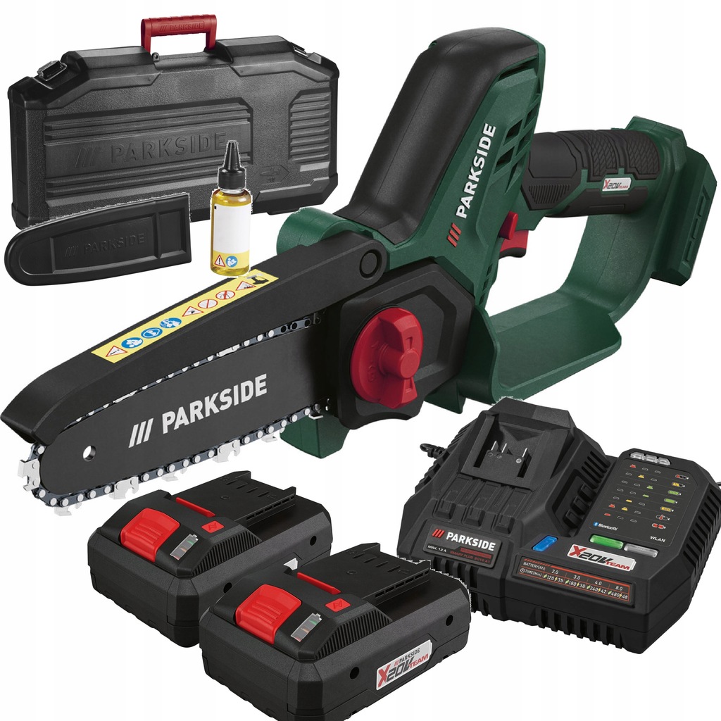 Piła łańcuchowa Parkside akumulator 4Ah smart ładowarka piła ręczna ...