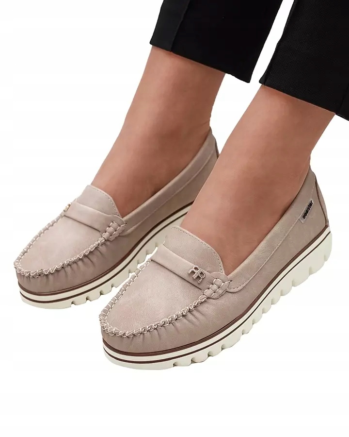 BEŻOWE DAMSKIE BROKATOWE MOKASYNY RETIGA 40 - 13581588482 - oficjalne ...