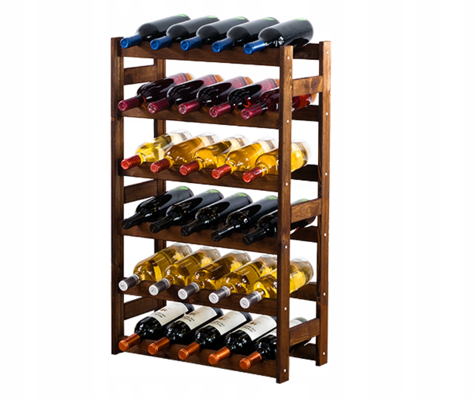 Regał na wino drewniany regał na butelki stojak na wino 30butelek SOSNA EKO - 16377522534 ...