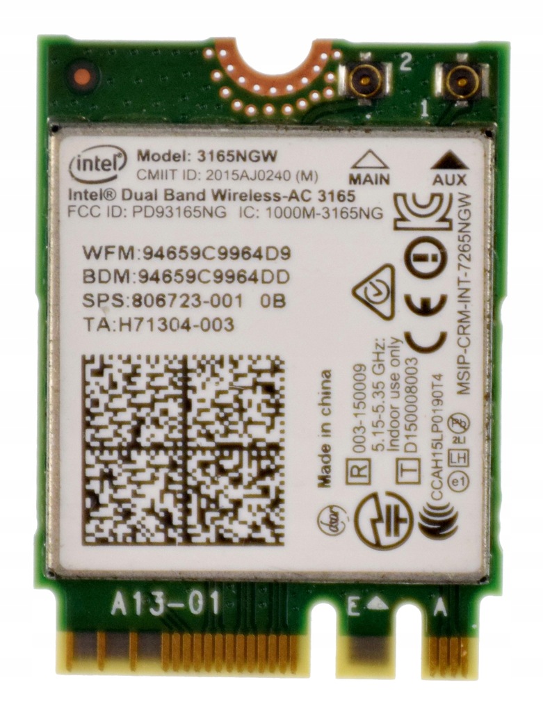 KARTA WIFI SIECIOWA INTEL 3165NGW AC 3165 806723 - 13573969644 ...
