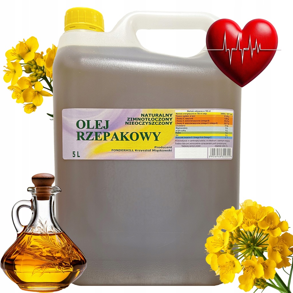 OLEJ RZEPAKOWY spożywczy tłoczony na zimno 5L EUROLEN - 16592160151 - oficjalne archiwum Allegro