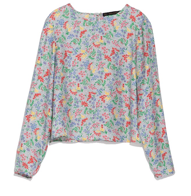 ZARA BASIC BLUZKA KRÓTKA KWIATY LETNIA S - 12391130355 - oficjalne archiwum Allegro