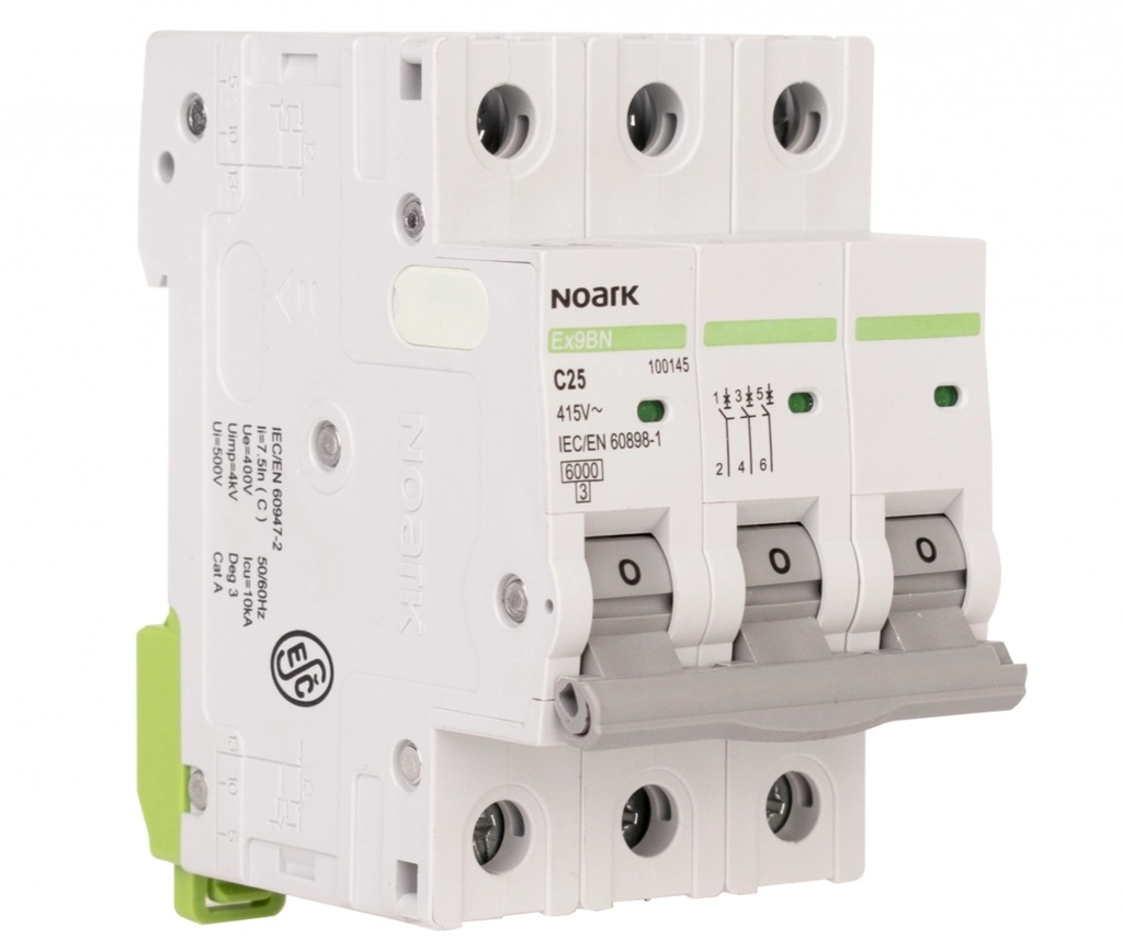 NOARK Wyłącznik Bezpiecznik Nadprądowy 3P C25A 6kA - 10410834162 - oficjalne archiwum Allegro