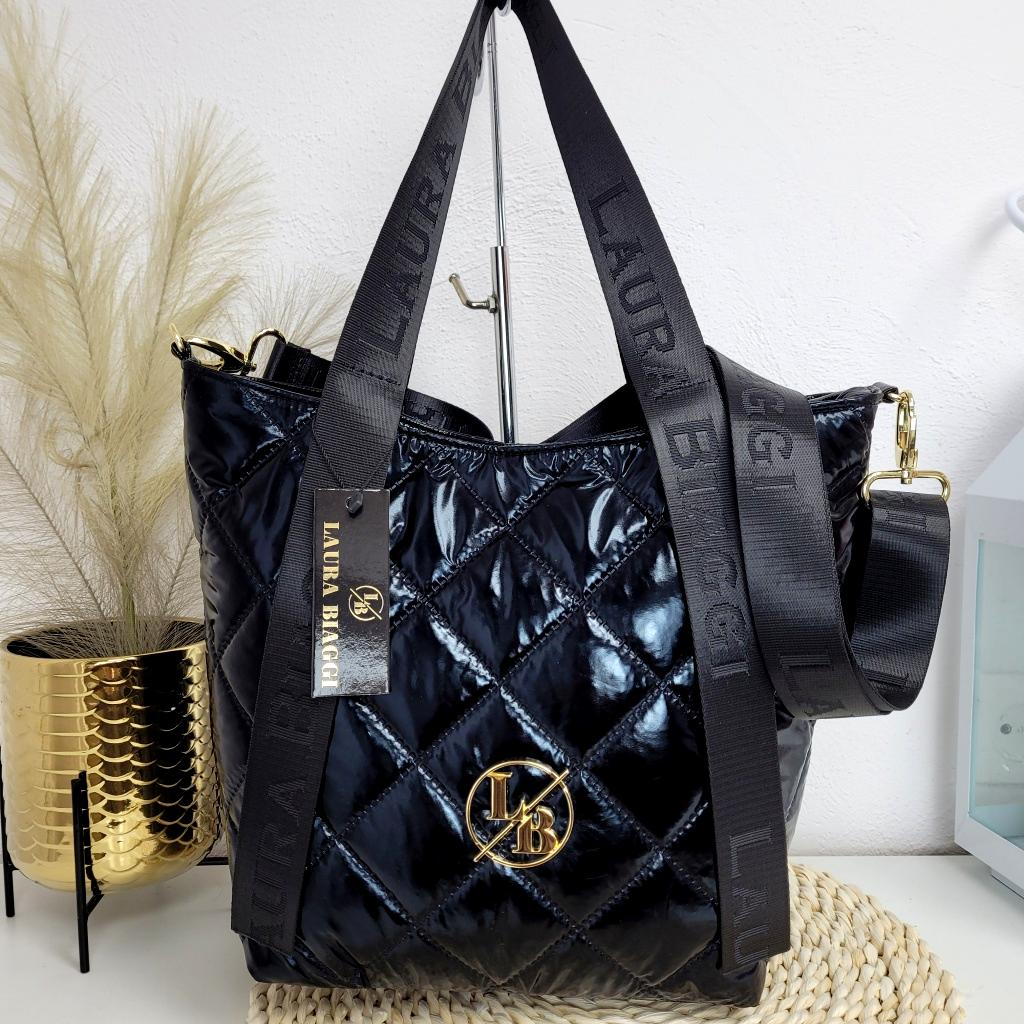 LAURA BIAGGI TOREBKA WOREK pikowana A4 czarna - 11844083815 - oficjalne archiwum Allegro