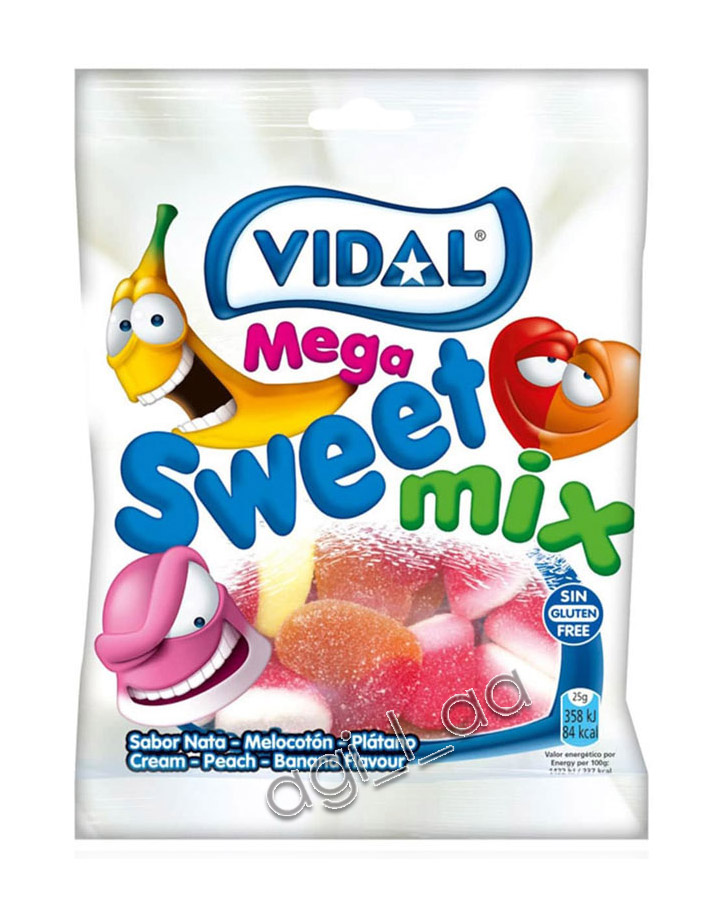 VIDAL ŻELKI MEGA SŁODKI MIX 100g - 12746585065 - oficjalne archiwum Allegro