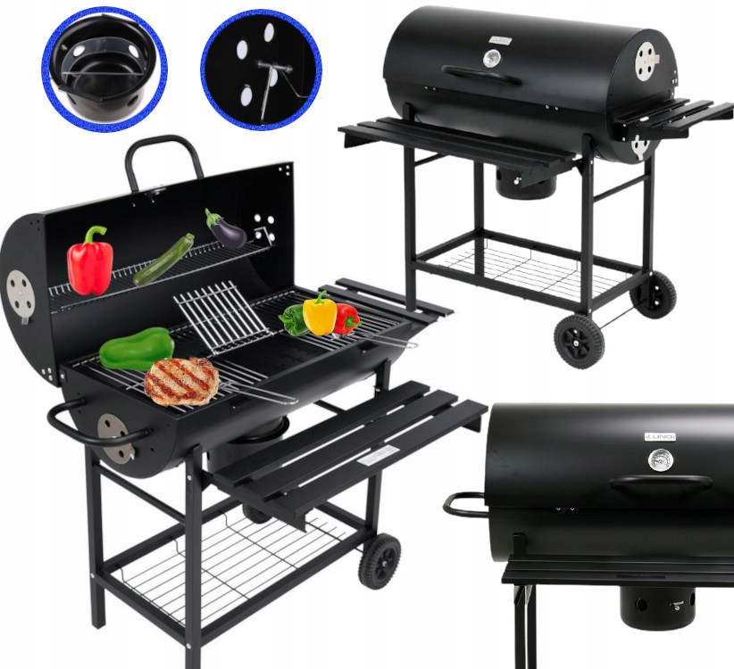 GRILL OGRODOWY WĘGLOWY Z POKRYWĄ DUŻY BECZKA - 11828713860 - oficjalne ...