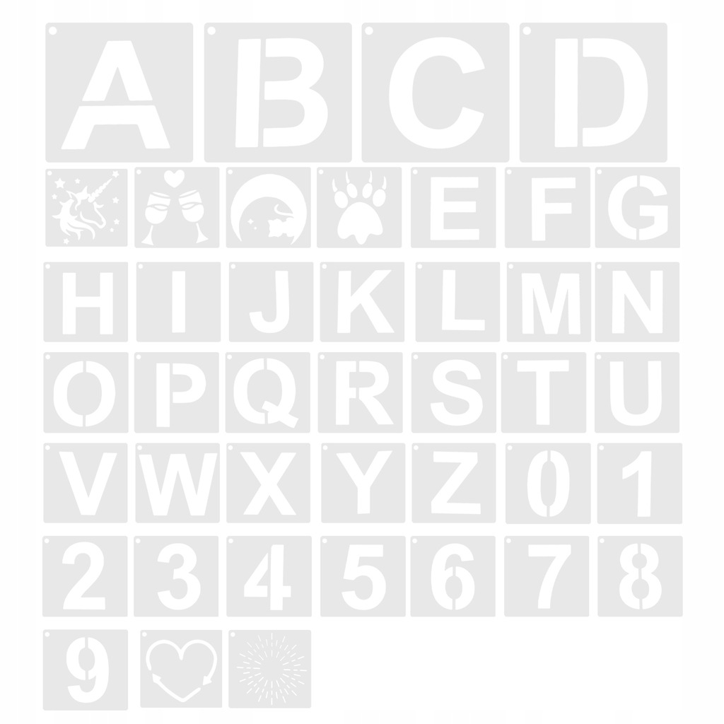 Alphanumeric Template Alphabet Stencils 42 Pcs - 13520760531 ...