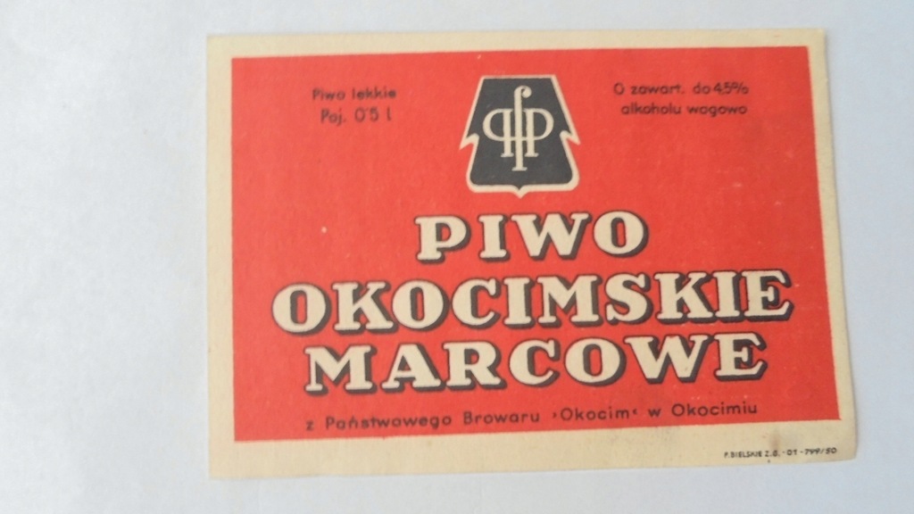 Stara etykieta browar Okocim - - 13326121922 - oficjalne archiwum Allegro