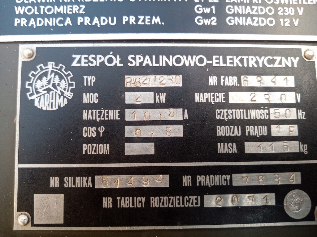 Wojskowy AGREGAT prądotwórczy PAB2 PAB - 2kW - 9945085421 - oficjalne ...