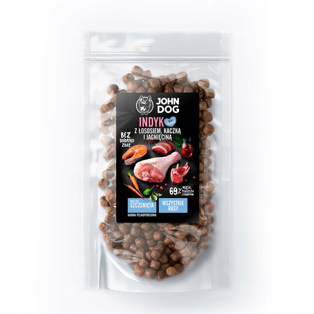 John Dog szczeniak indyk łosoś kaczka próbka 120 g - 9883166841 ...