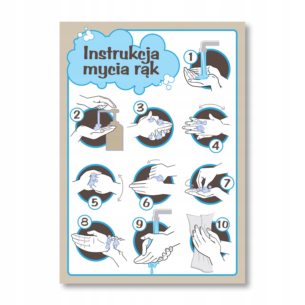 Naklejka_ INSTRUKCJA MYCIA RĄK_ A3 - 9172789061 - oficjalne archiwum Allegro