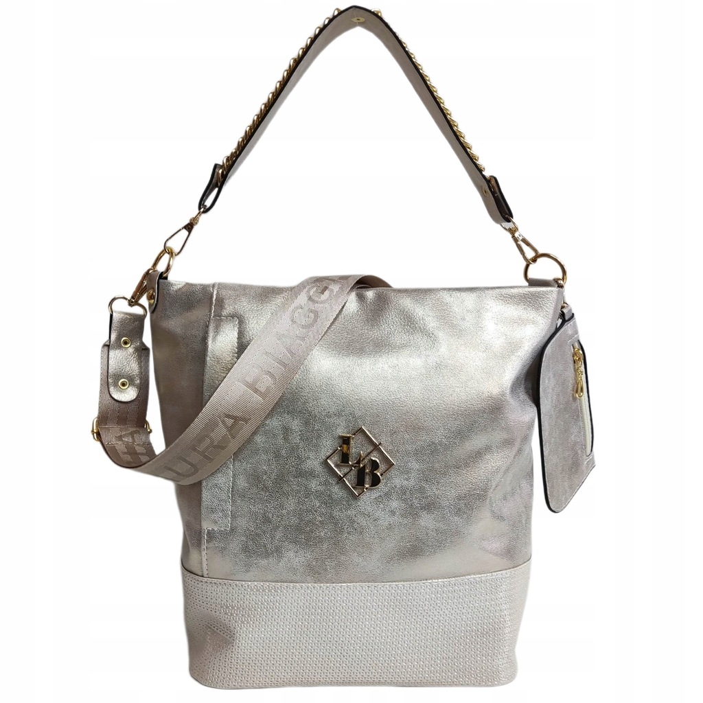 Torebka shopper Laura Biaggi złota listonoszka - 13815856012 - oficjalne archiwum Allegro