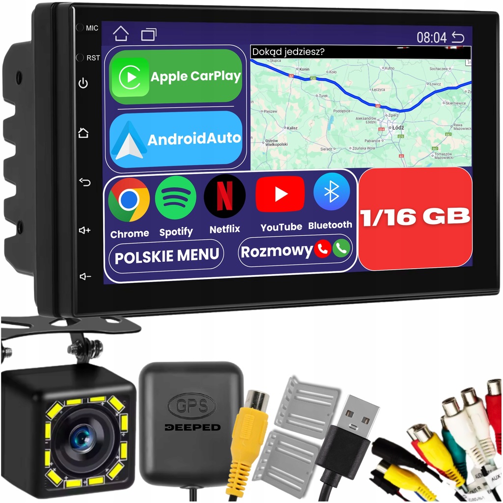 Radio samochodowe Bluetooth Android 2 din kamera cofania WIFI GPS RDS 7" - 17298754390 ...