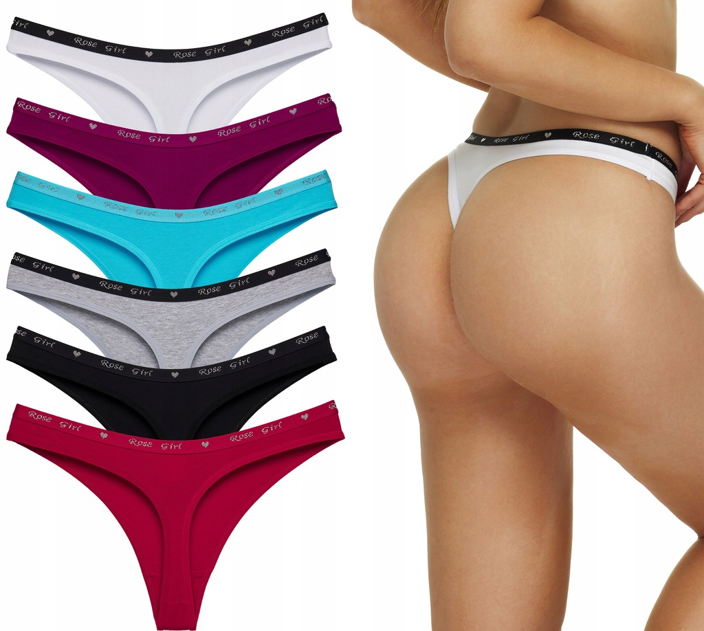 Majtki stringi damskie bawełniane zestaw 6-pak - 11896596438 - oficjalne archiwum Allegro