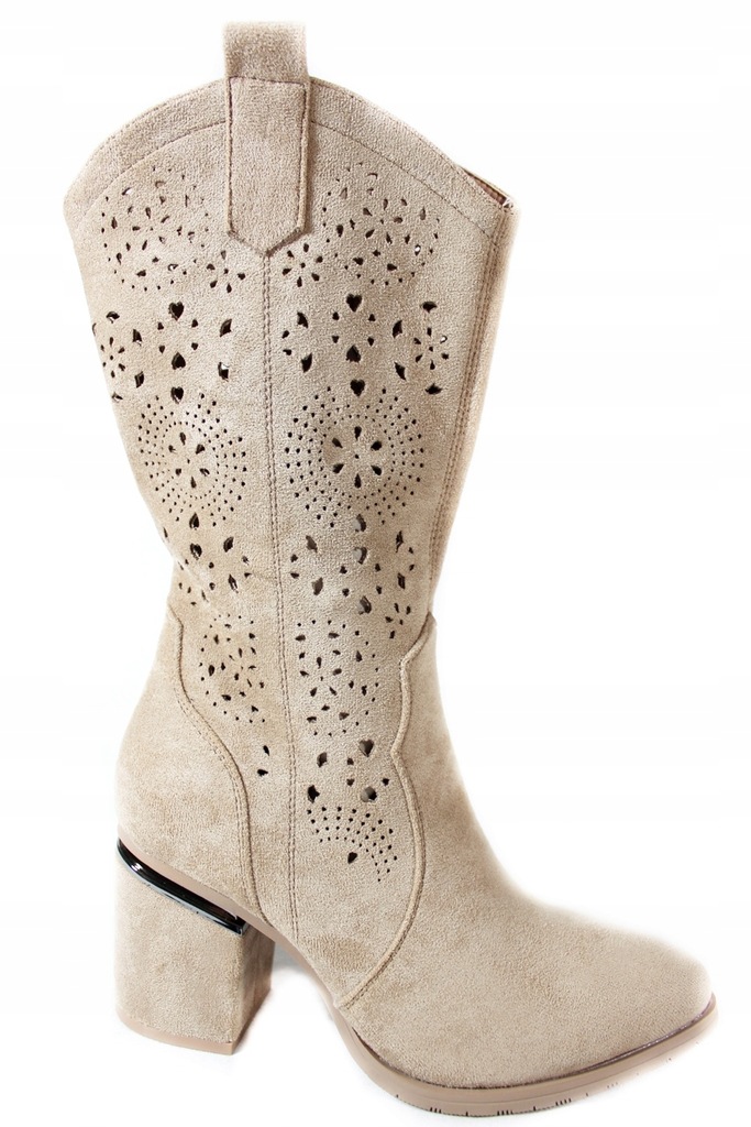 Kozaki S.Barski HY38-28 R.36 Ażurowe Beż Zamsz - 13372210649 ...