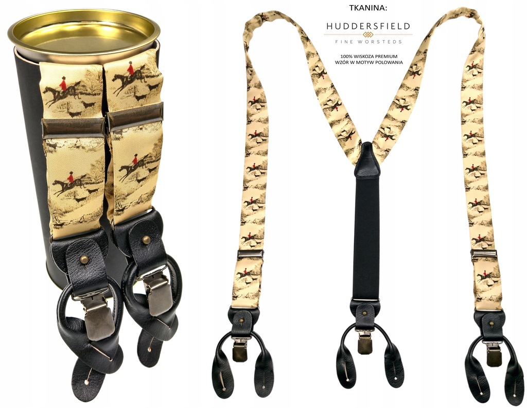 Szelki do spodni tkanina NA GUZIKI motyw POLOWANIE - 8855715915 ...