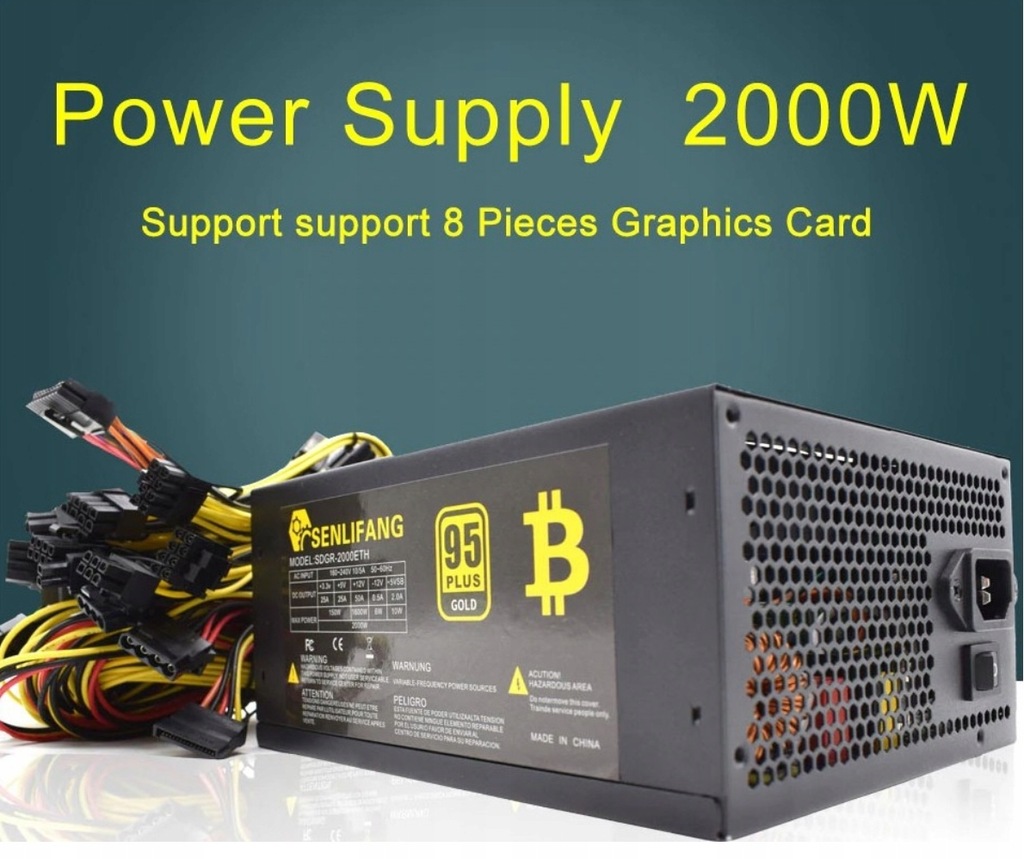 Zasilacz PSU PC do koparki ATX 2000W 2kW ETH BTC GOLD 95 PLUS do 12 kart - 13807237208 ...