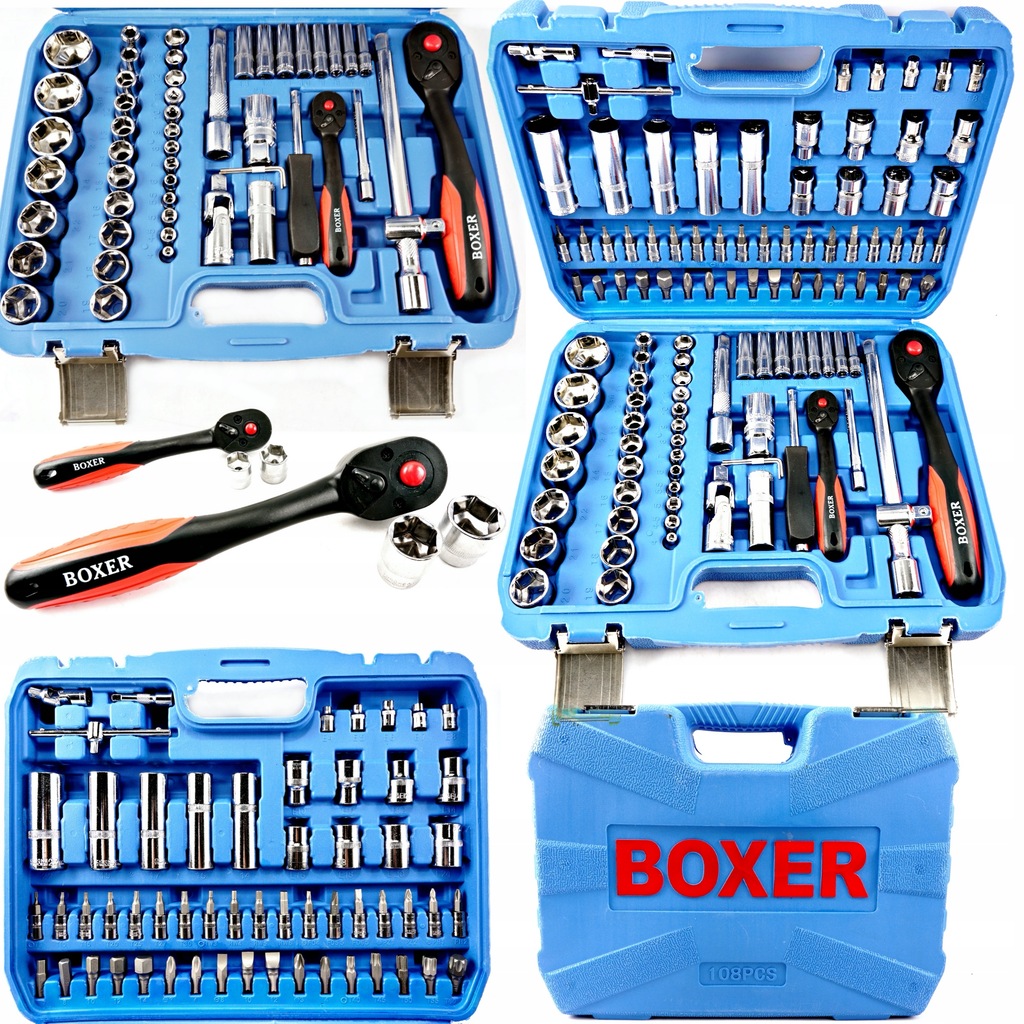 Zestaw kluczy nasadowych walizka BOXER 108 el. - 10450651293 - oficjalne archiwum Allegro