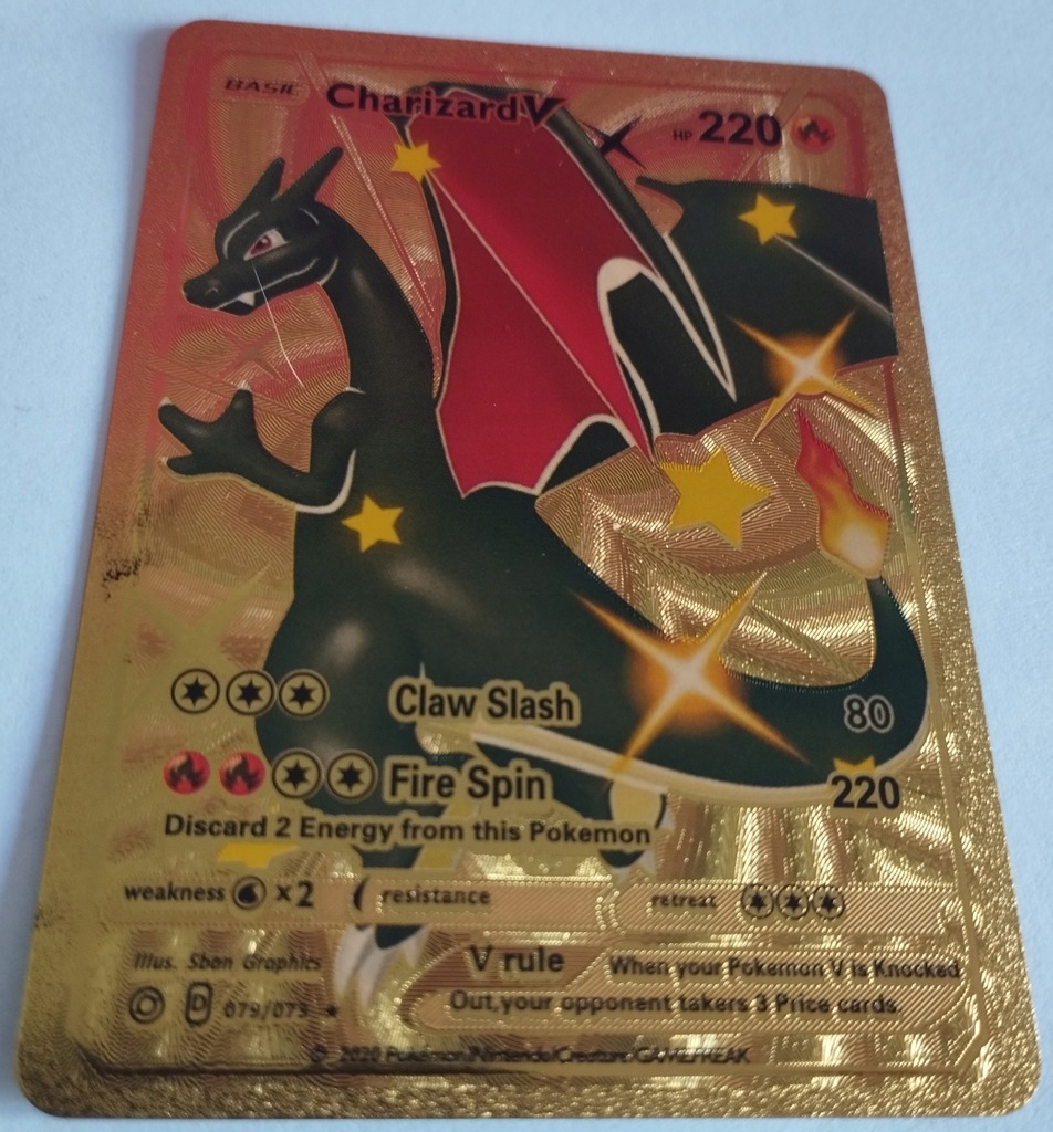 Złota karta Pokemon CHARIZARD - 12819404100 - oficjalne archiwum Allegro