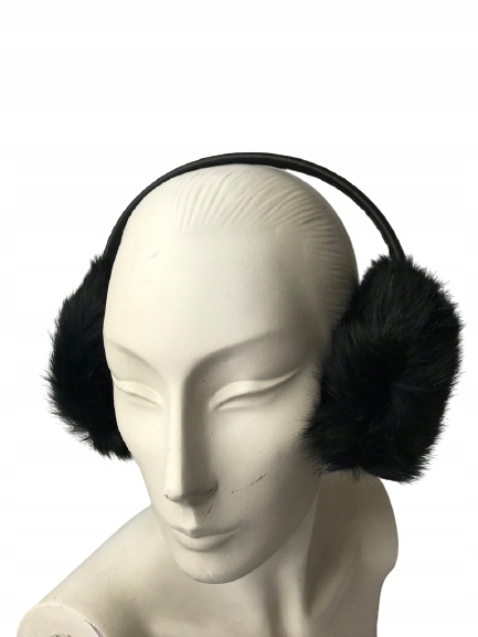 Nauszniki damskie czarne futro królika - 12622927407 - oficjalne archiwum Allegro