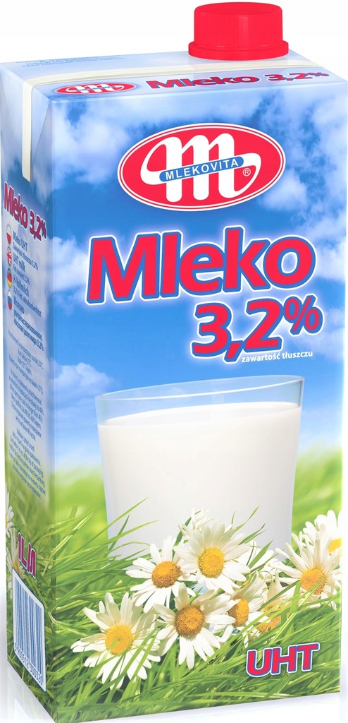 MLEKOVITA MLEKO BIAŁKO UHT 3,2% tłusz 1L X 12 szt. - 9125657323 - oficjalne archiwum Allegro