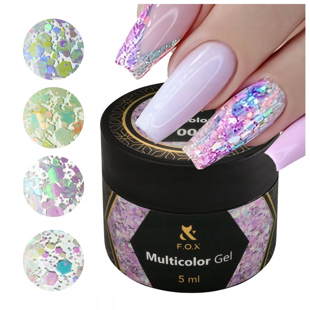 FOX Multicolor Gel 5ml Błyszczący Żel Z Drobinkami Do Paznokci MIX ...