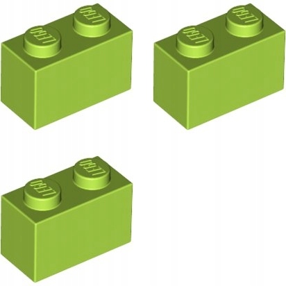 LEGO Klocek zwykły 1x2 3004 4164022 limonkowy - 3 szt - 15417839322 - oficjalne archiwum Allegro
