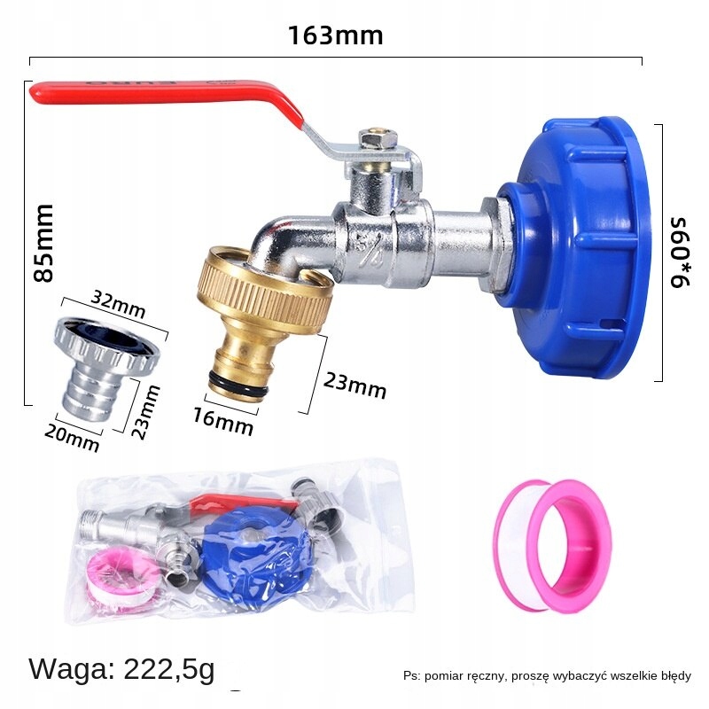 ZAWÓR KRAN 3/4 MAUZERA BECZKI 1000L IBC KOREK - 14302719173 - oficjalne archiwum Allegro