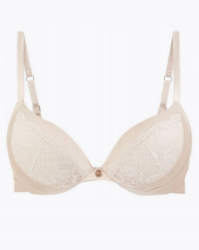 75F 34E M&S Silk & Lace Padded Plunge Bra - 11652960186 - oficjalne archiwum Allegro