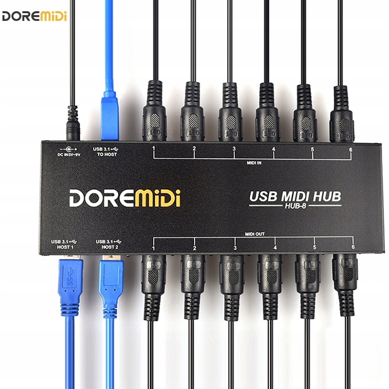 DOREMiDi NOWY HUB-8 MIDI 6x6 USB MIDI Host x2 USB - 12961137340 - oficjalne archiwum Allegro