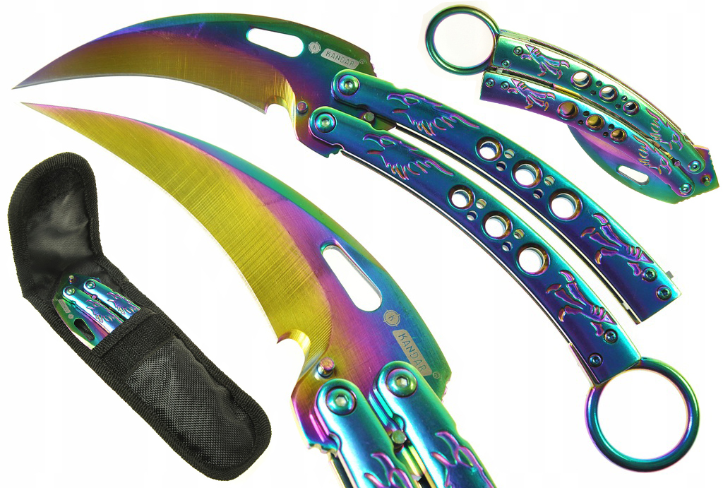 NÓŻ MOTYLKOWY RAINBOW MOTYLEK CS GO KARAMBIT OSTRY - 11998634281 ...