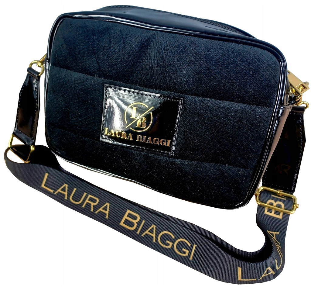 Listonoszka LAURA BIAGGI CZARNA torebka welurowa - 12758294444 - oficjalne archiwum Allegro