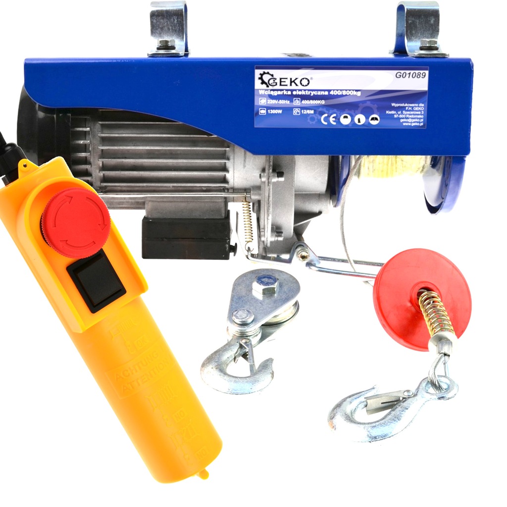 WCIĄGARKA WYCIĄGARKA ELEKTRYCZNA LINOWA 800KG GEKO - 12076132175 - oficjalne archiwum Allegro